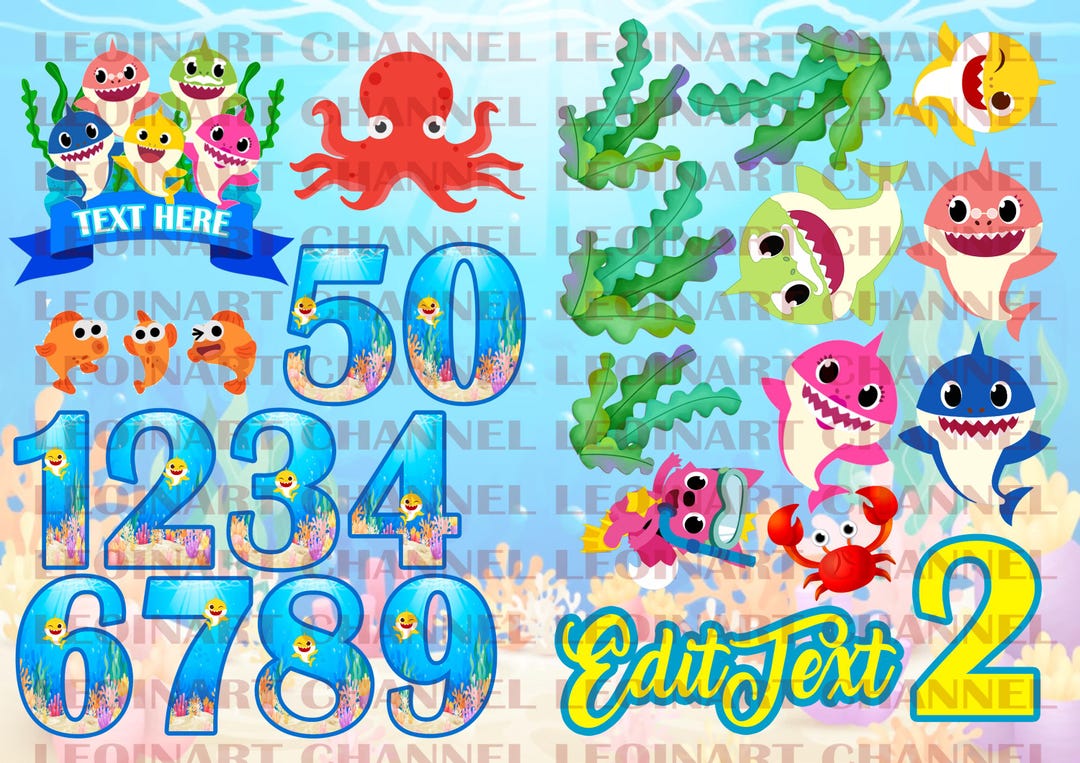 Baby Sharky Pinky Fong Kids Cartoon Topper Printable Topper Digital ...