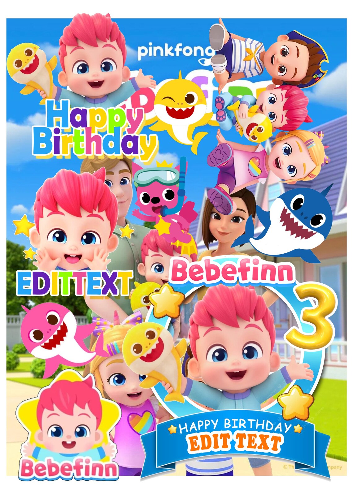 Bebe Fin Pinky Fong Kids Cartoon Topper Printable Topper Digital Copy ...