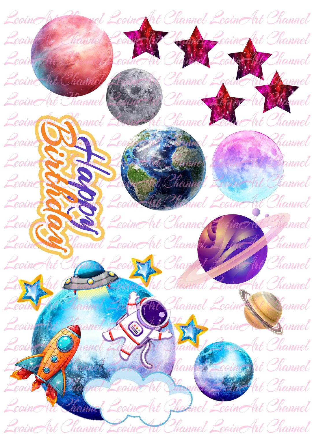 Space Cake Topper Printable Topper Digital Copy - Etsy