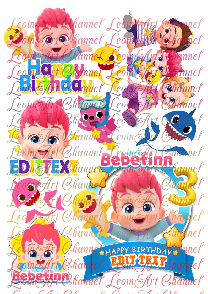 Bebe Fin Pinky Fong Kids Cartoon Topper Printable Topper Digital Copy ...