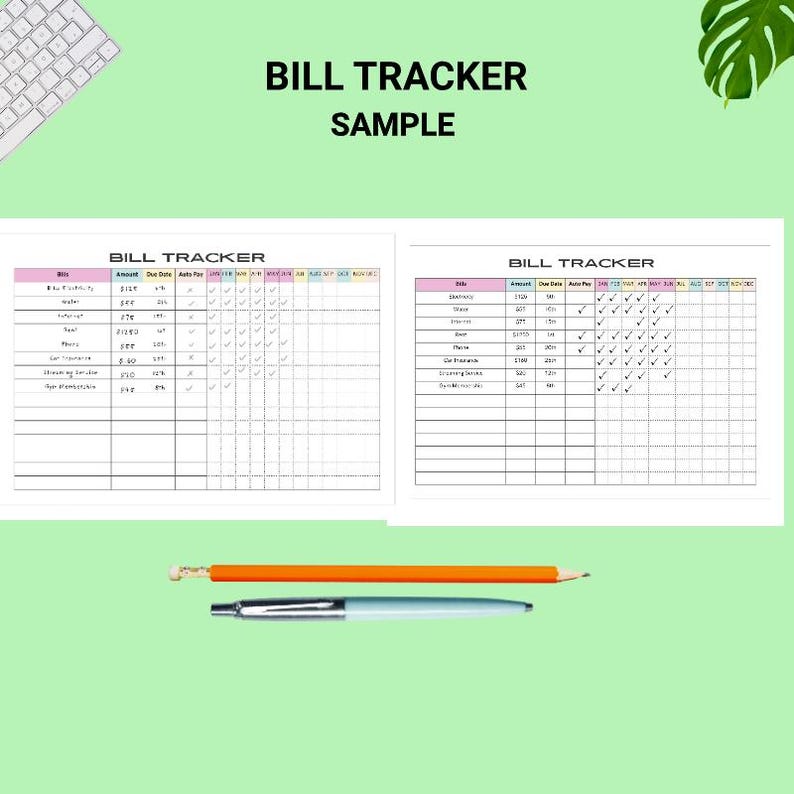 Yearly Bill Payment Tracker Printable: Expense Log (A4 A5 Letter Size ...