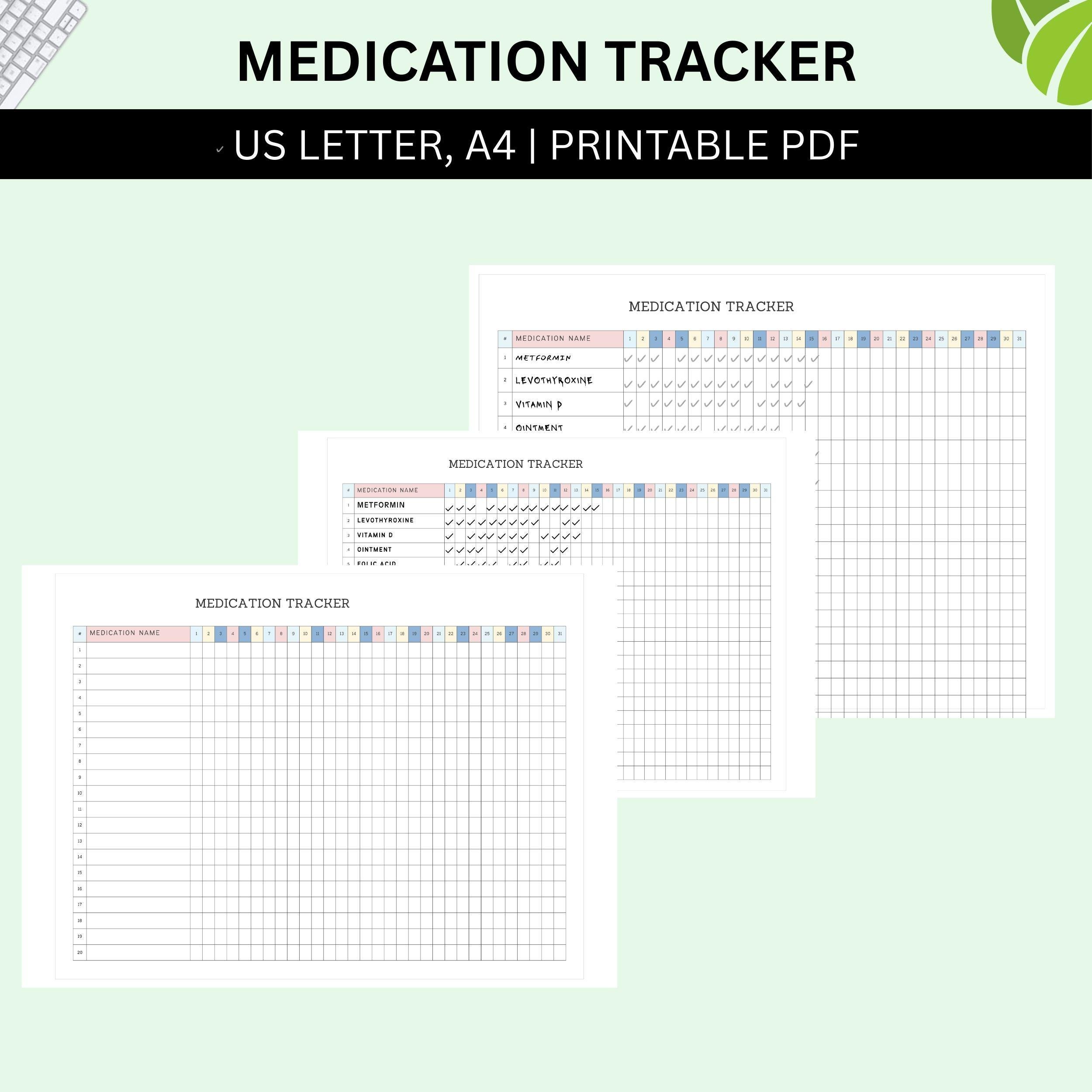 Editable Medication Log Printable Supplement Medication Tracker ...
