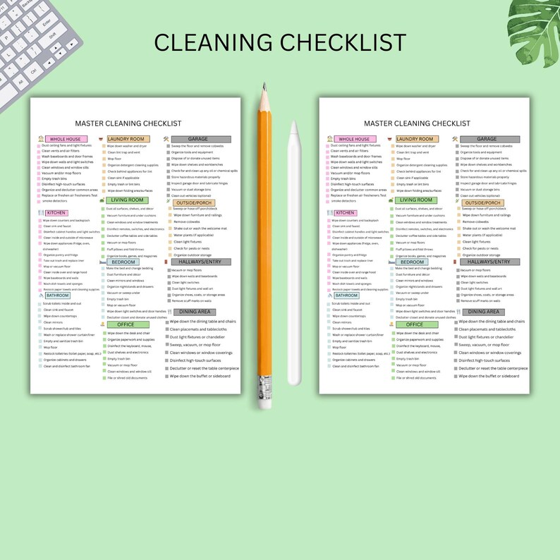 Printable Cleaning Checklist: Deep Clean Planner (A4 A5 Letter Sizes ...