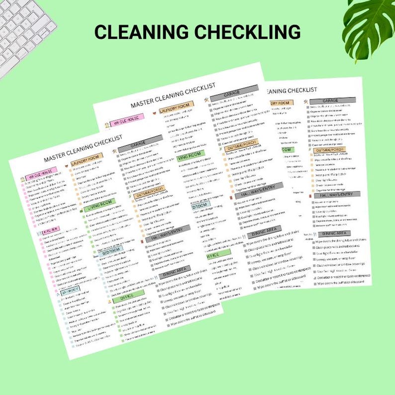 Printable Cleaning Checklist: Deep Clean Planner (A4 A5 Letter Sizes ...
