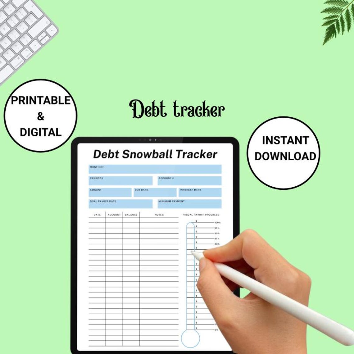 Debt Snowball Tracker Printable: Finance Budget Planner (A4 Digital ...