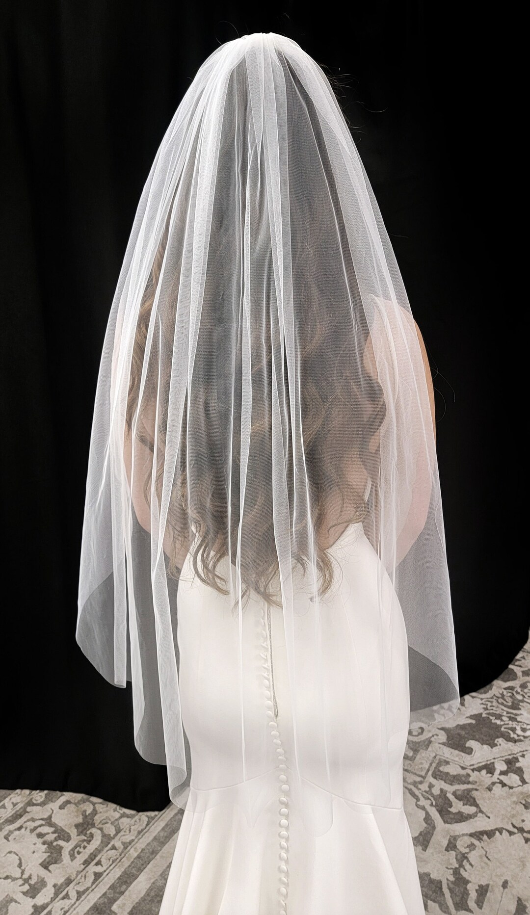 White English Net Simple Wedding Veil Minimalist Single Layer Boho ...