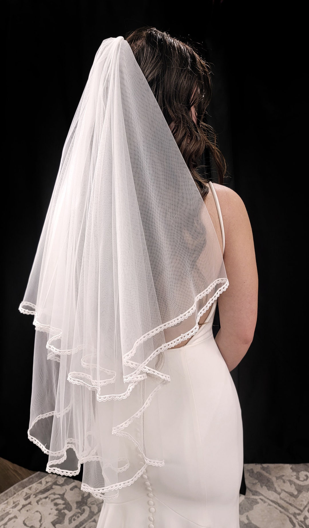 Delicate Lace Trim Double Layer Wedding Veil | Vintage Lace With ...