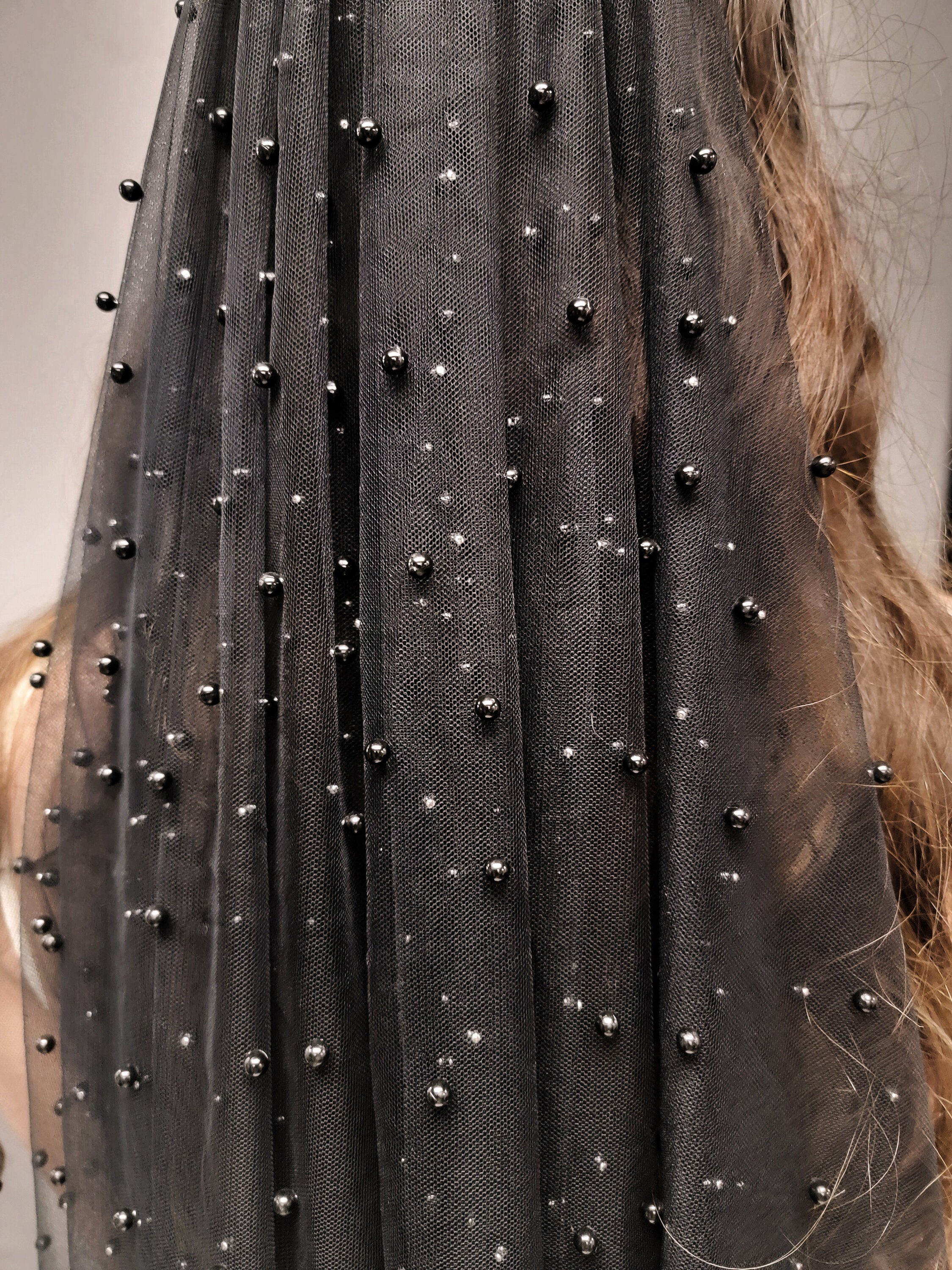Black Pearl Beaded Wedding Veil | Wide Width Gothic Glamour - Etsy