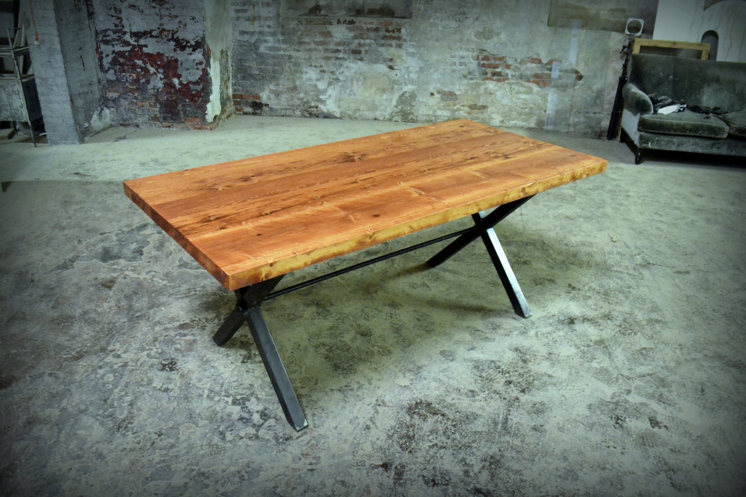 Reclaimed Wood X-rod Dining Table - Etsy