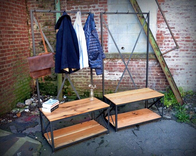Oak Entry Bench and Coat Rack - Etsy