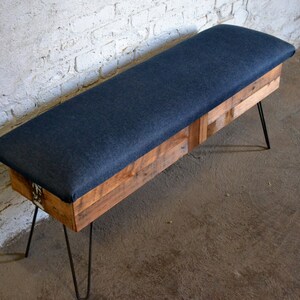 Reclaimed Pine Patchwork Storage Bench With Fabric Top - Etsy