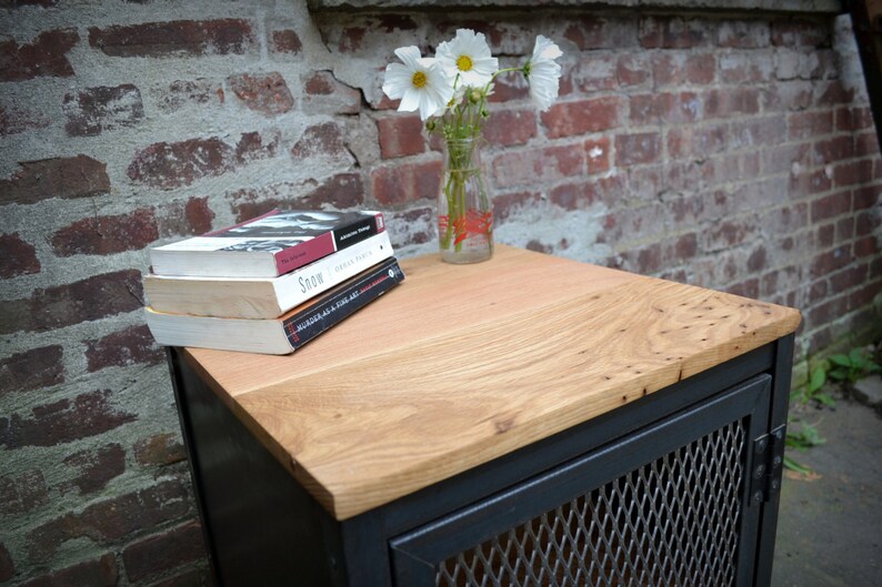 Reclaimed Wood and Recycled Steel End Cabinet - Etsy