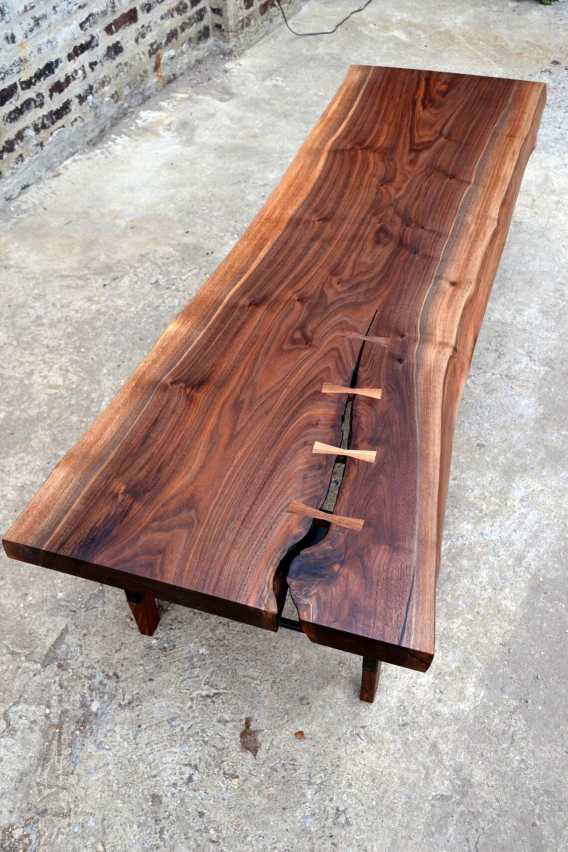 Reclaimed Walnut Wood Coffee Tables With Inset Walnut Feet - Etsy