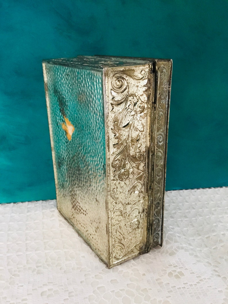 Antique Silver Metal Embossed Rectangle Hinged Jewelry Box - Etsy