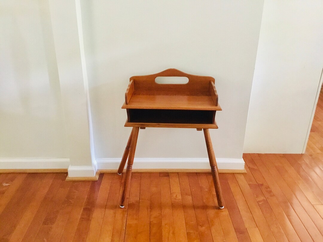 Vintage Rustic Farmhouse Mid Century Solid Wood Telephone End Side ...