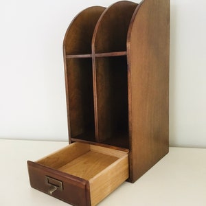 Vintage Wood Desktop File Box Cabinet With Drawer - Etsy