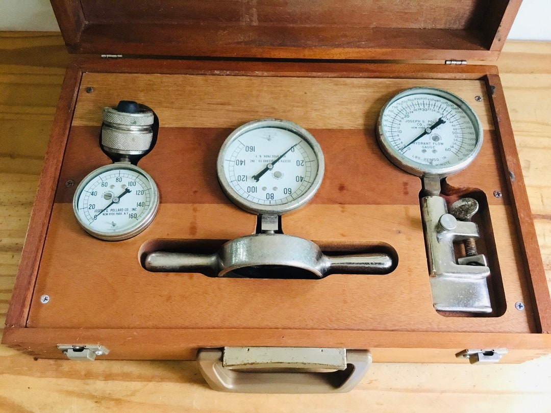 Vintage Joseph G. Pollard Fire Hydrant Flow Gauge With Wood Case - Etsy