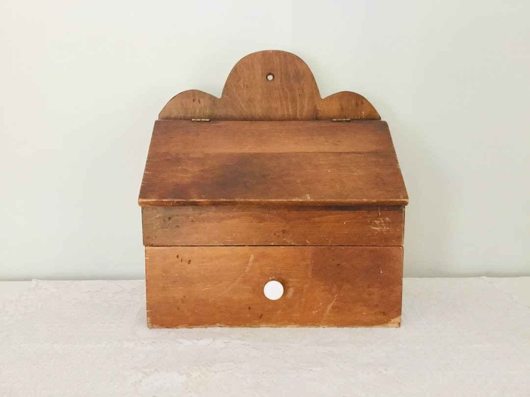 Vintage Primitive Wood Candle Box With Drawer, Wall Hanging, Wall ...