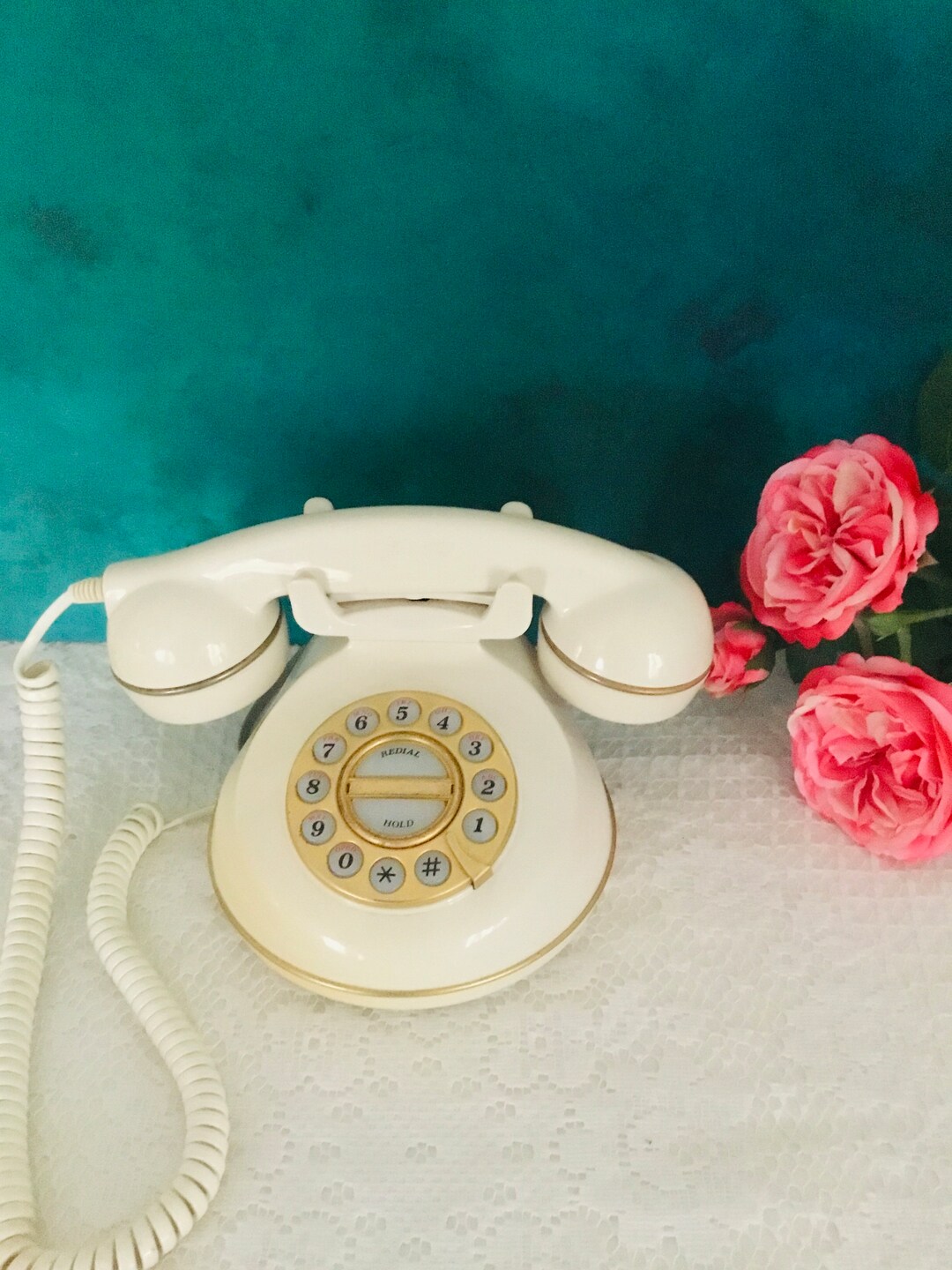 Vintage Phone, Rotary Style Push Button Phone, Reproduction of a French ...