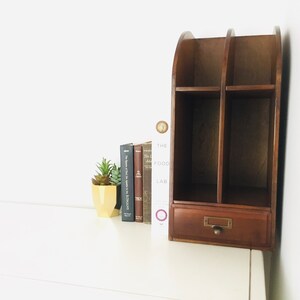 Vintage Wood Desktop File Box Cabinet With Drawer - Etsy
