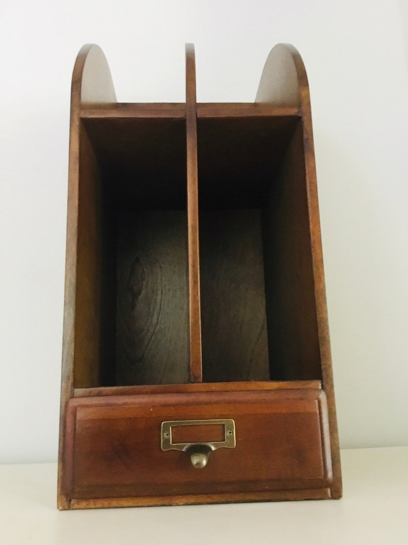 Vintage Wood Desktop File Box Cabinet With Drawer - Etsy