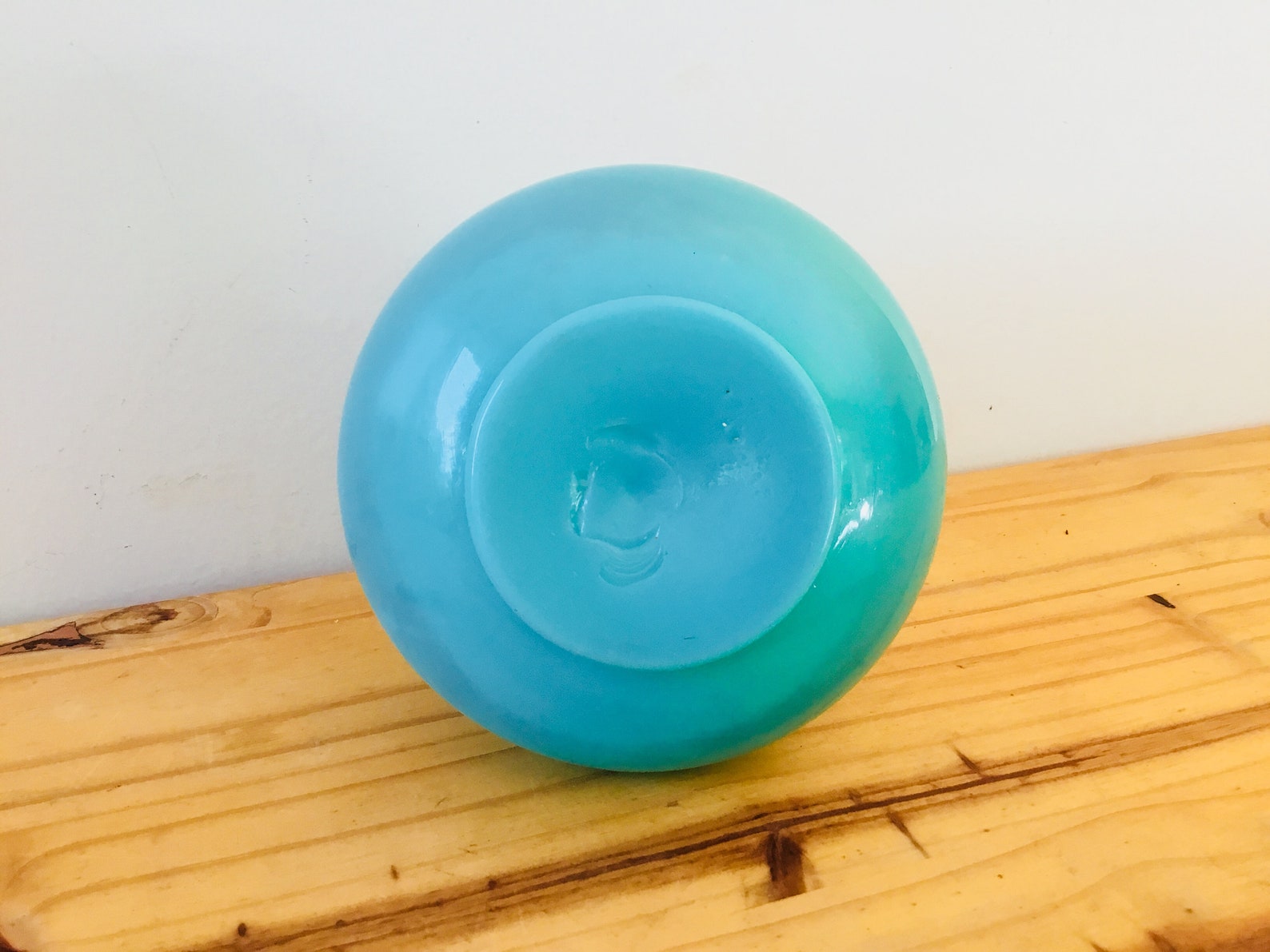 Vintage Turquoise Blue Green Ruffled Glassware Vase | Etsy