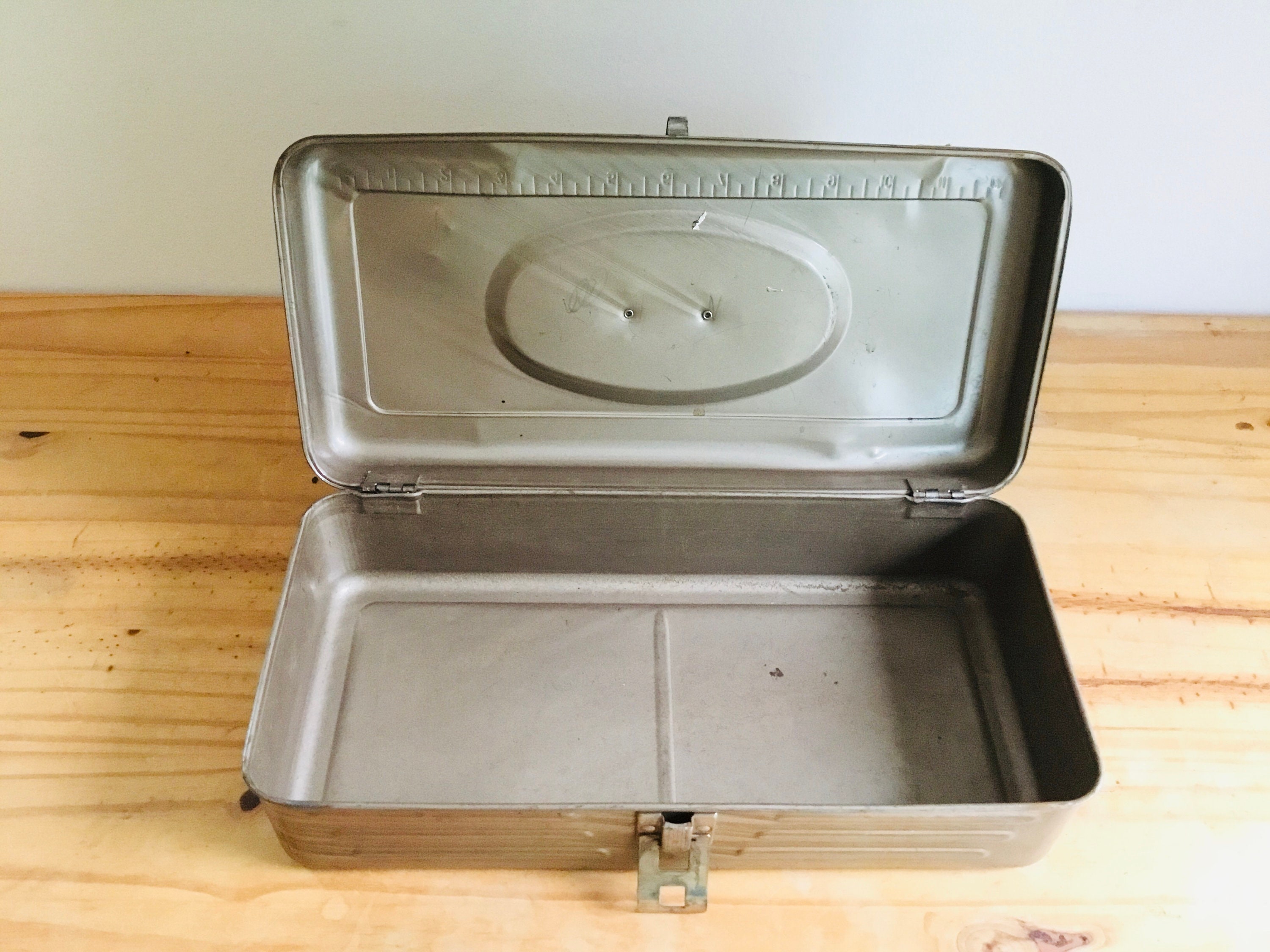 Vintage Metal Ruler Toolbox Organizer Storage Box No Key | Etsy