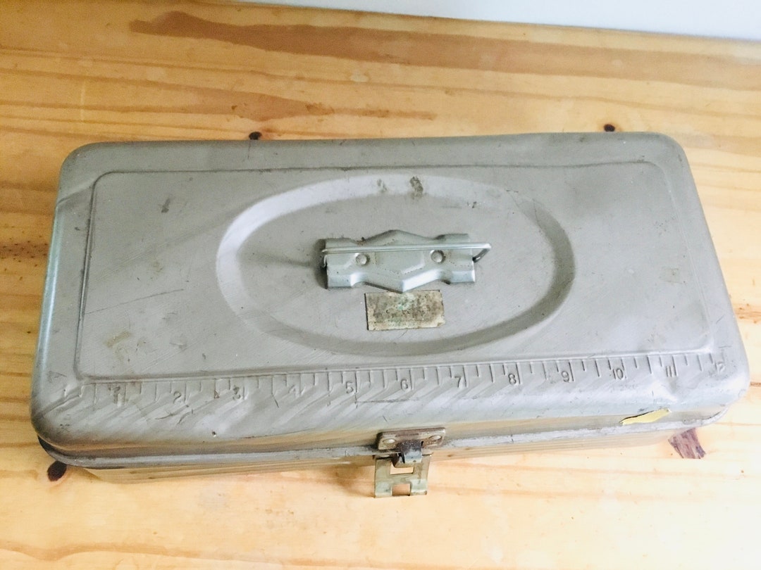 Vintage Metal Ruler Toolbox Organizer Storage Box No Key - Etsy