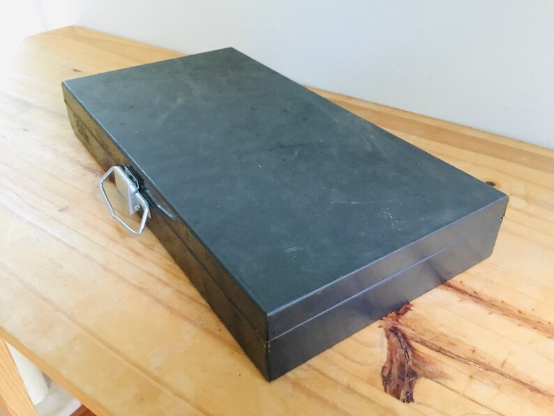 Vintage Black Metal Slide Box Tray File Box Slides Carrying - Etsy
