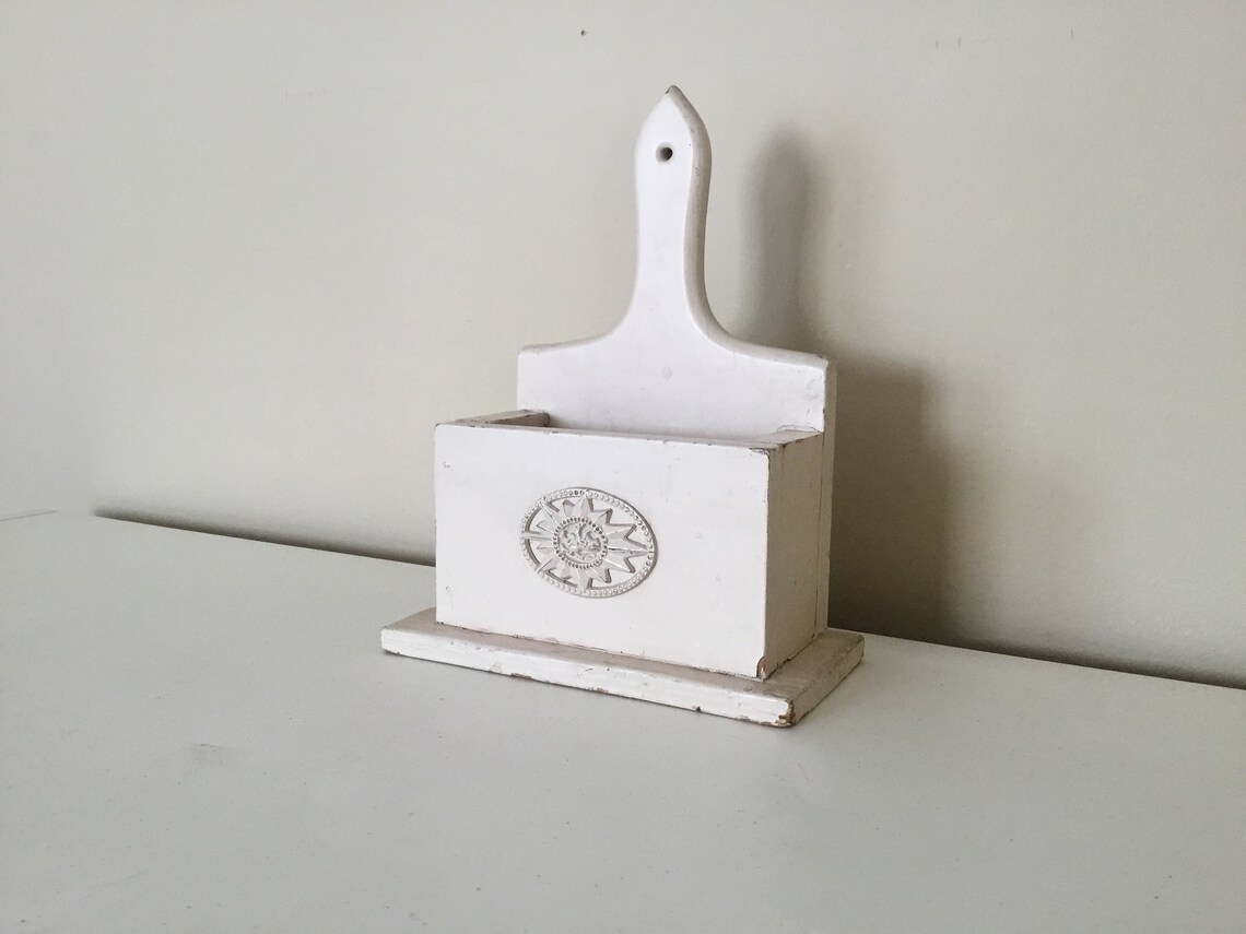 Primitive White Wood Wall Pocket Rustic Wall Box Wall - Etsy