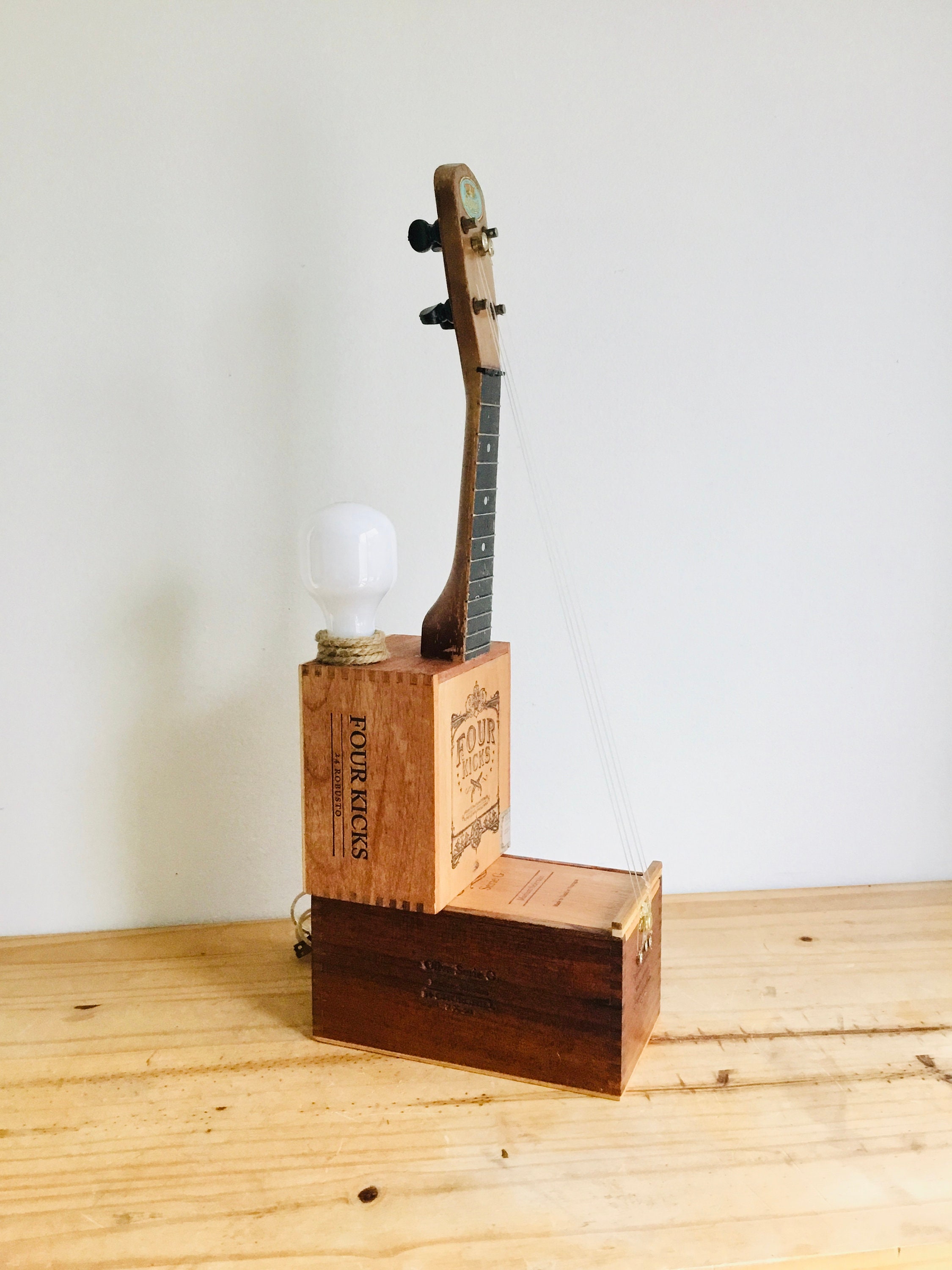 Repurposed Vintage Violin and Cigar Boxes Table Lamp Home | Etsy