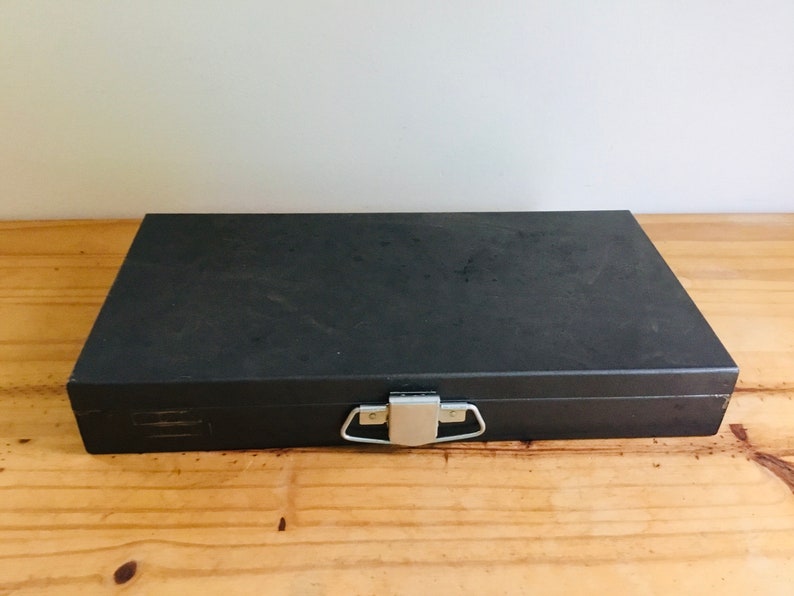 Vintage Black Metal Slide Box Tray File Box Slides Carrying - Etsy