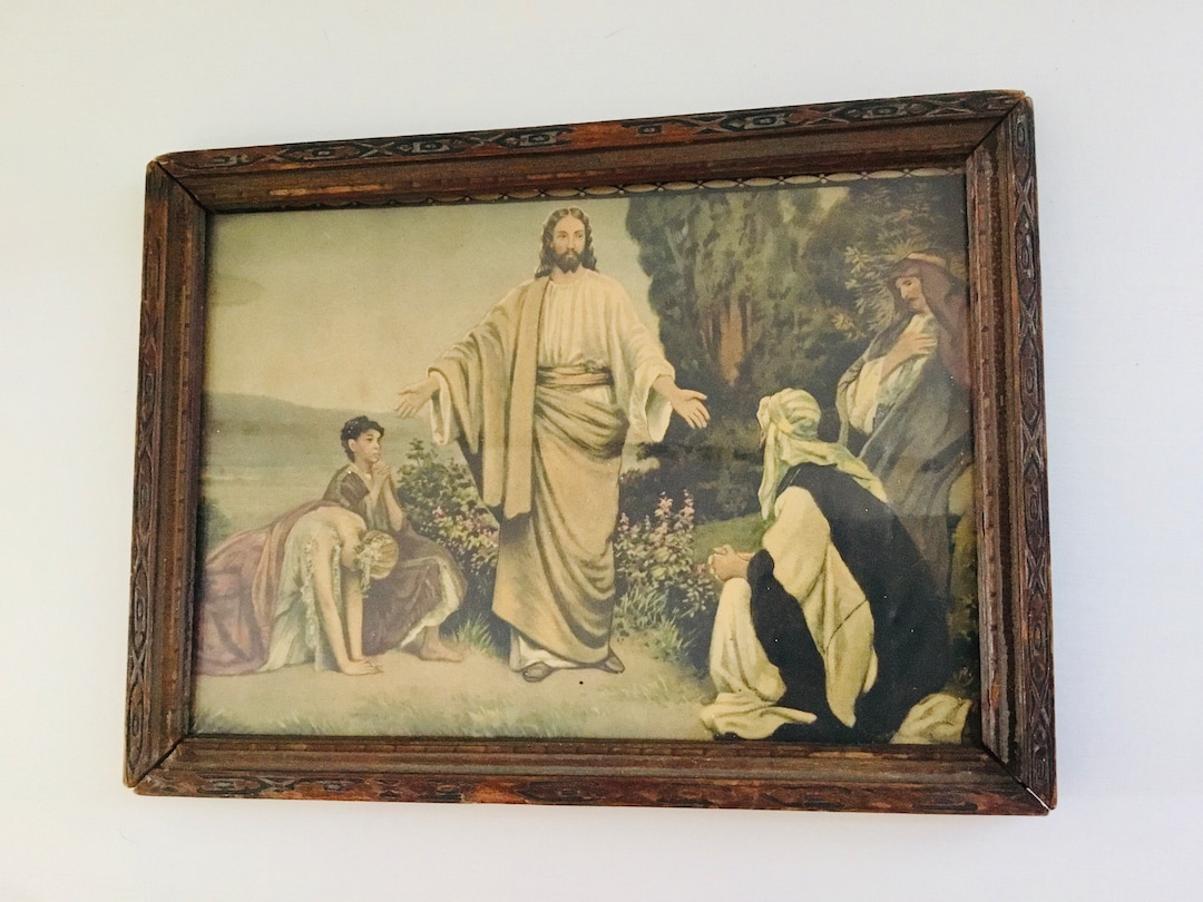 Vintage Wood Framed Religious Jesus Christ Wall Art - Etsy