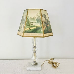Vintage Glass Crystal Lamps Marble Base With American Homestead Four ...