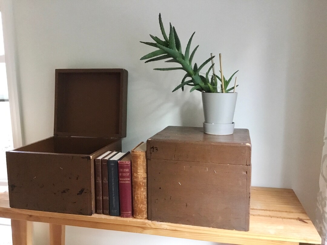 Antique Vintage Old Wood Distressed Brown Painted Storage Box - Etsy