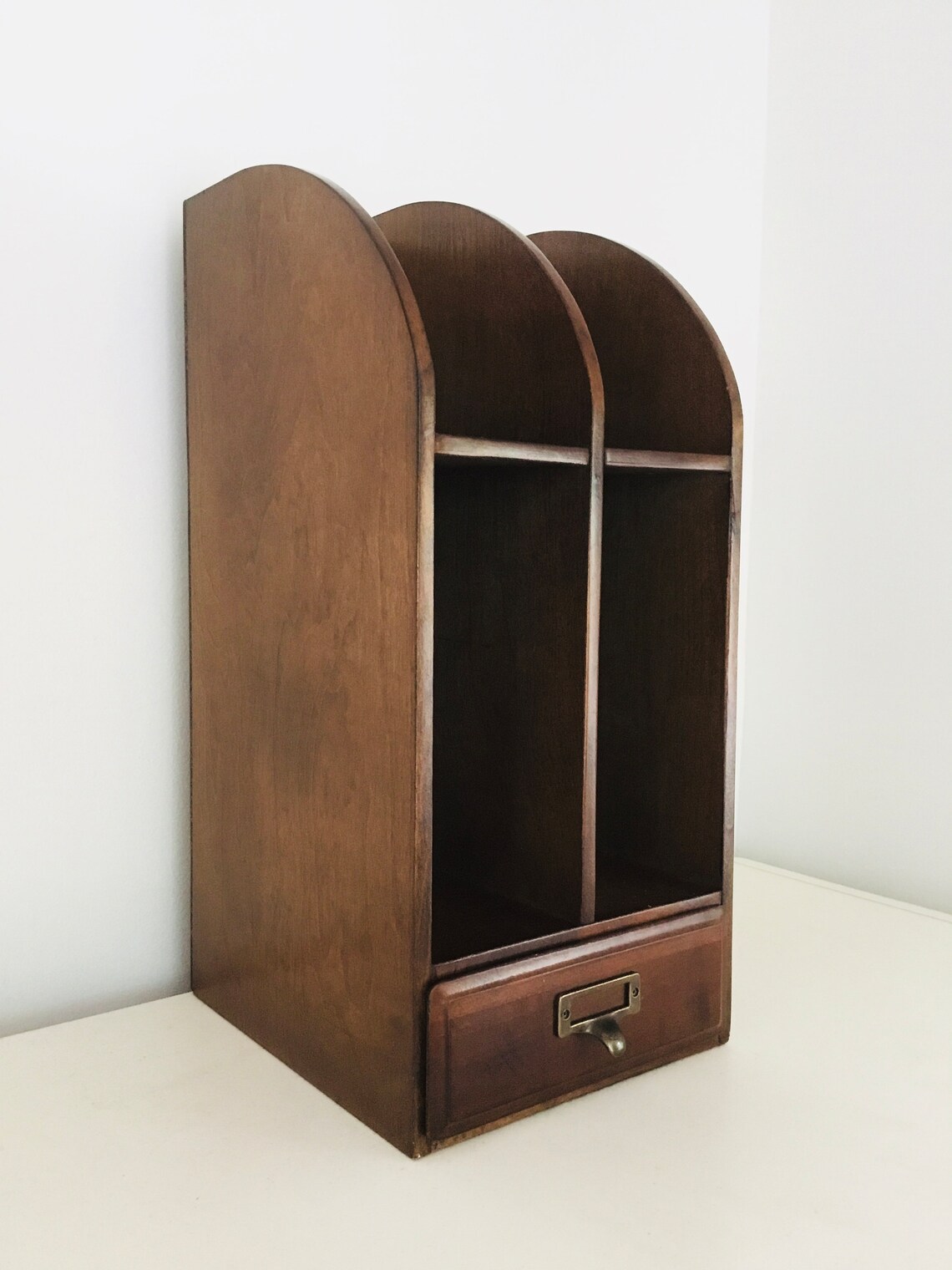 Vintage Wood Desktop File Box Cabinet With Drawer - Etsy