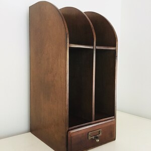 Vintage Wood Desktop File Box Cabinet With Drawer - Etsy