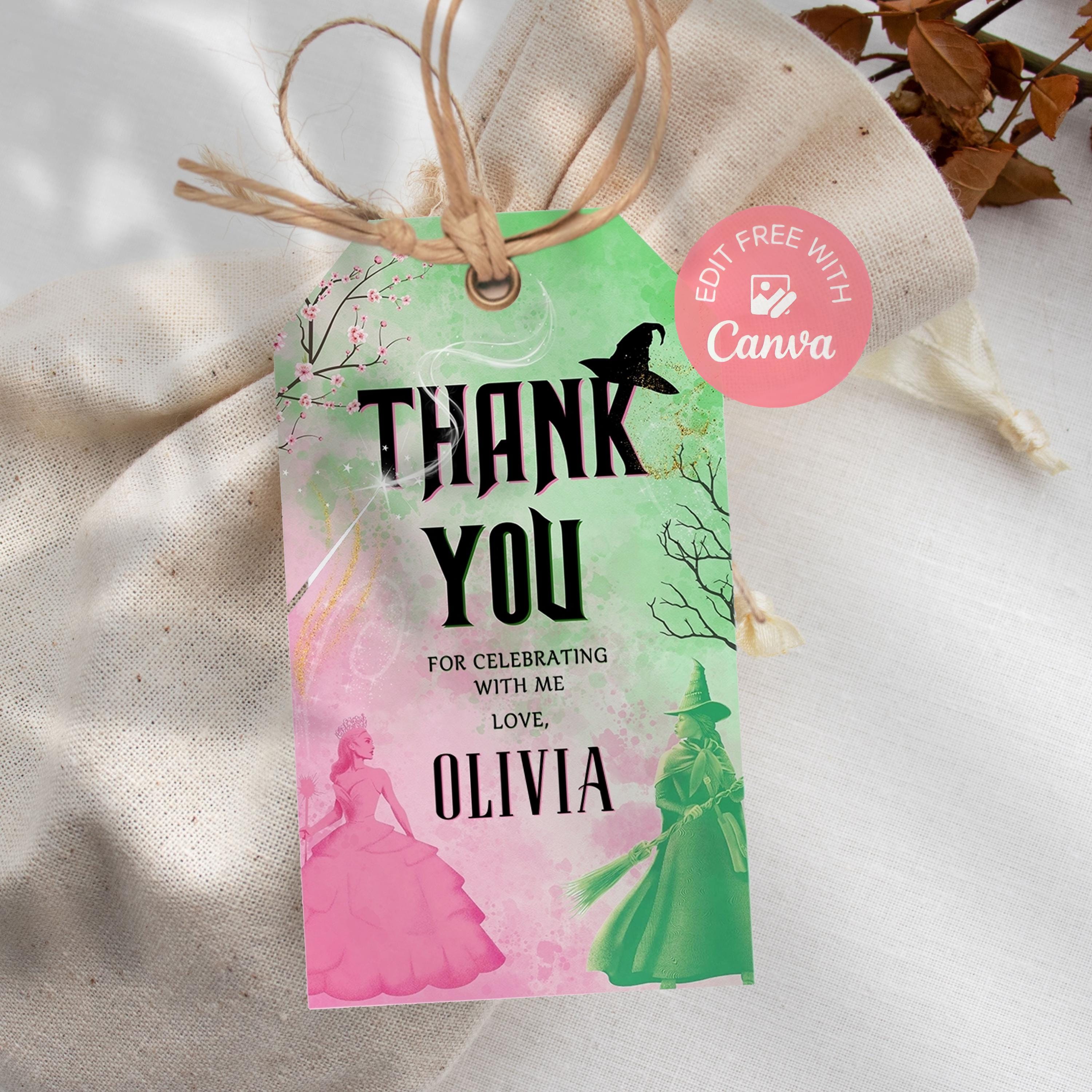 Wicked Thank You Tags, Editable Wicked Party Thank You Tags, Elphaba ...