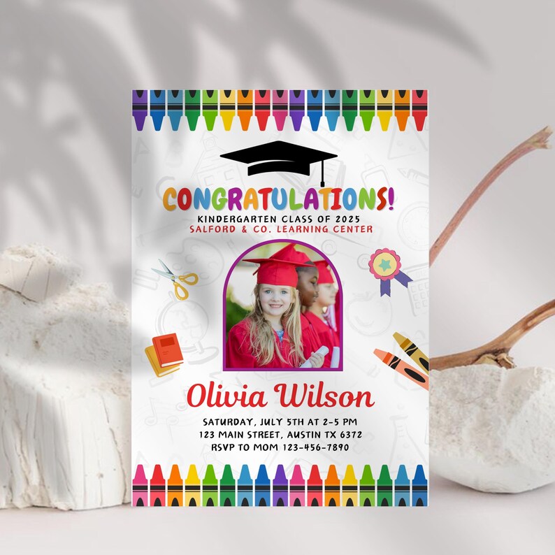 Editable Preschool Graduation Invitation, Pre-k Announcement (canva ...