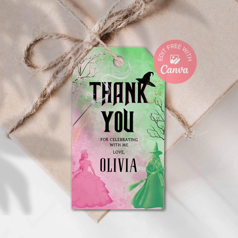 Wicked Thank You Tags, Editable Wicked Party Thank You Tags, Elphaba ...