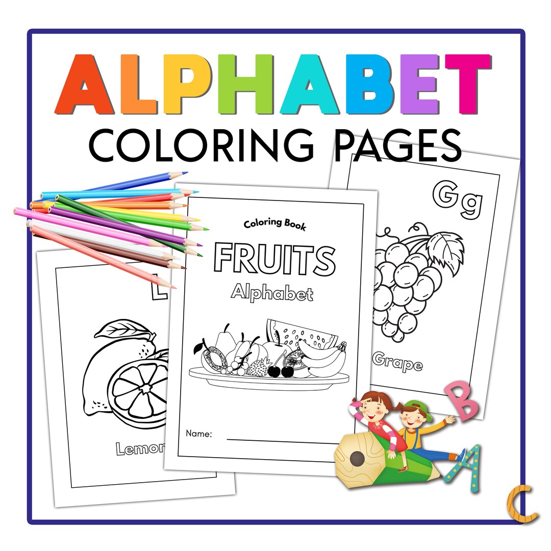 Fruit Alphabet Coloring Book, Alphabet Coloring Pages, Fruits Color ...