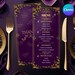 Luxury Purple & Gold Menu Template 4x9 | Elegant Double-sided Wedding ...