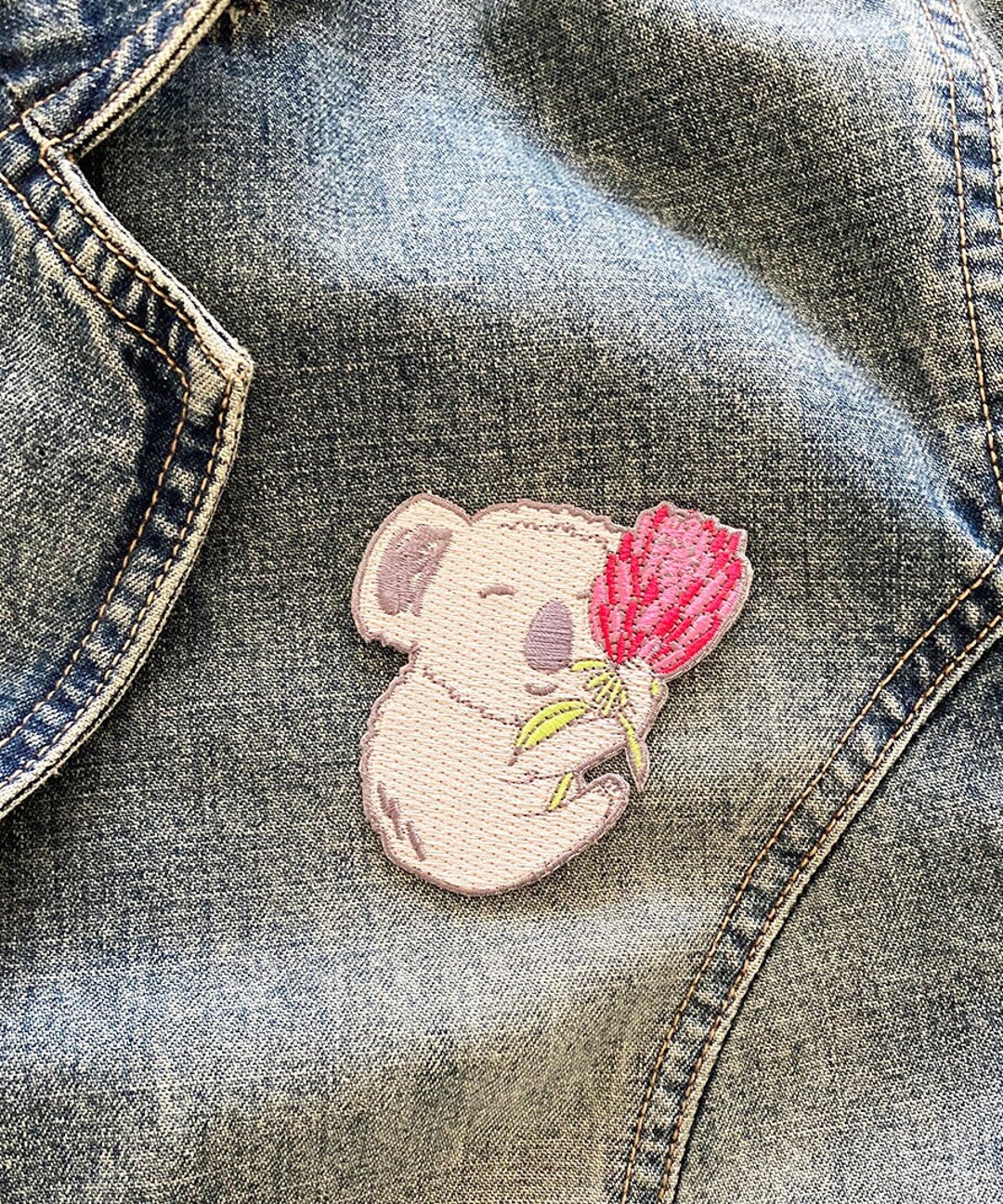 Koala With Protea Embroidered Patch - Etsy