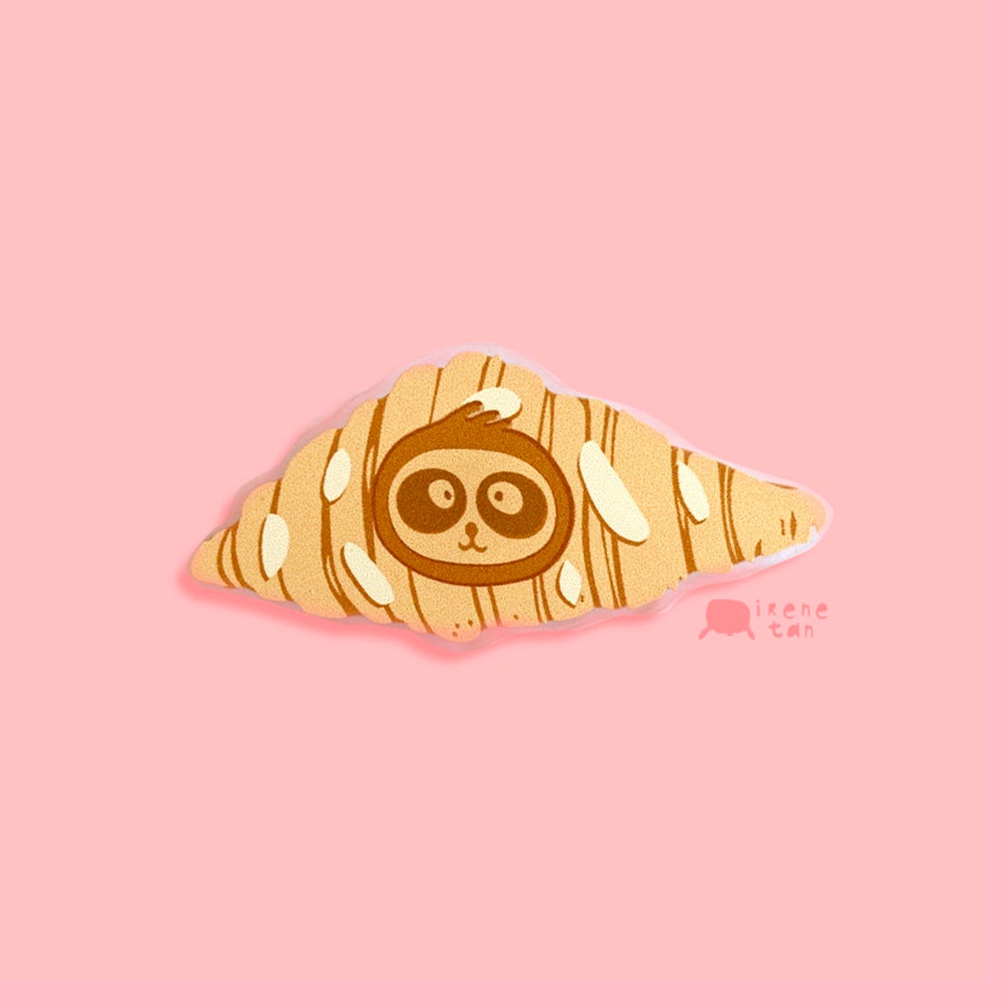 NEW Sloth Croissant Wearable Art Pin, Acrylic Pin, Acrylic Badge Pins ...