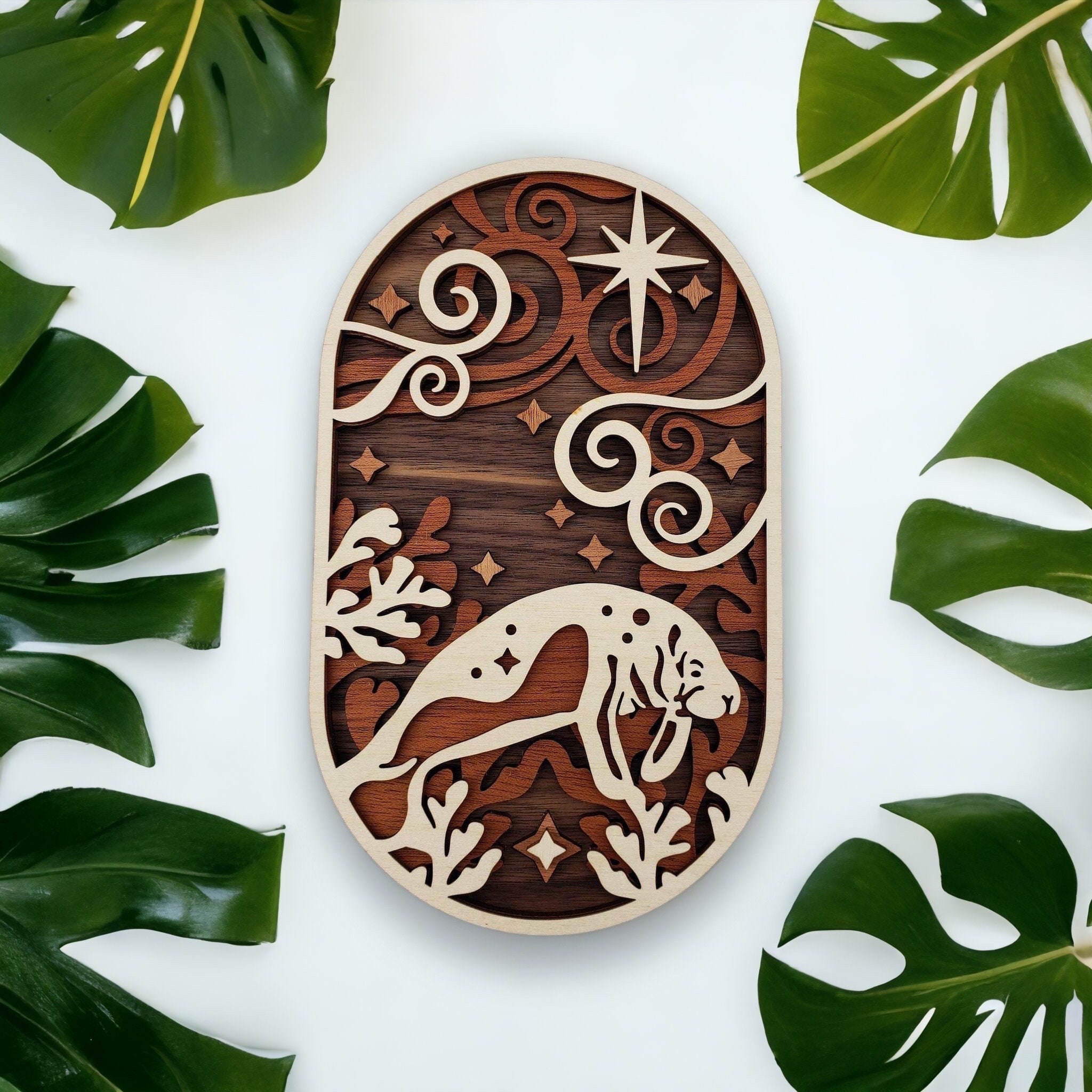 Manatee Ornament & Sign: Laser Cut SVG/PDF Template - Etsy