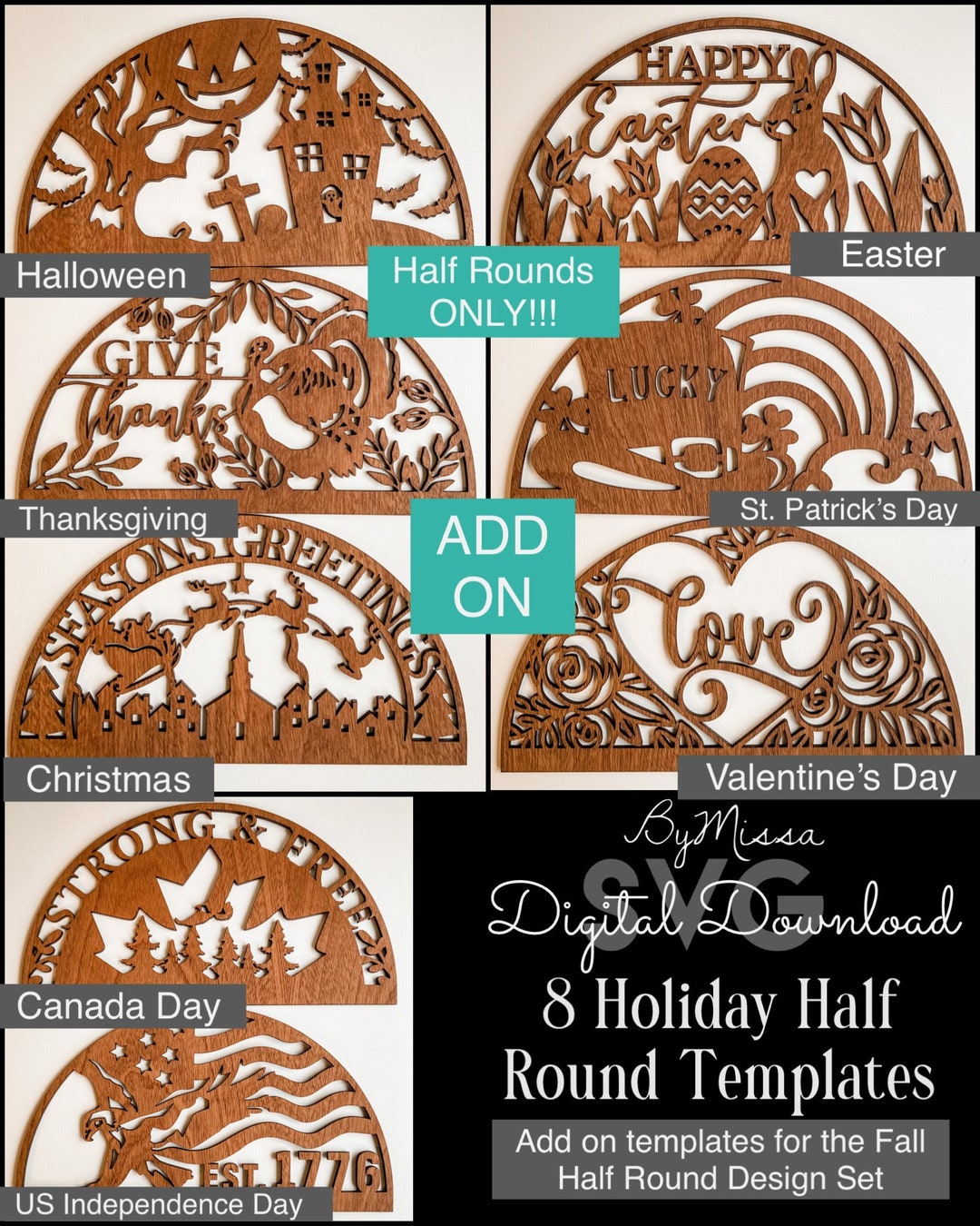 Holiday Half Round SVG Templates: Laser Cut Add-on (digital Download ...