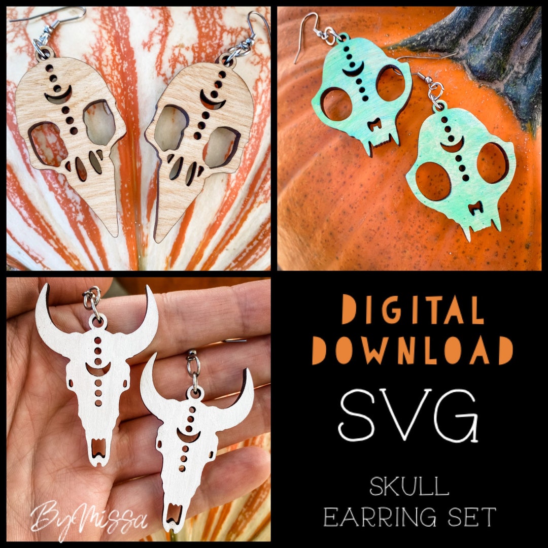 Gothic Skull Earring Set SVG for Glowforge and Laser Cutting - Etsy