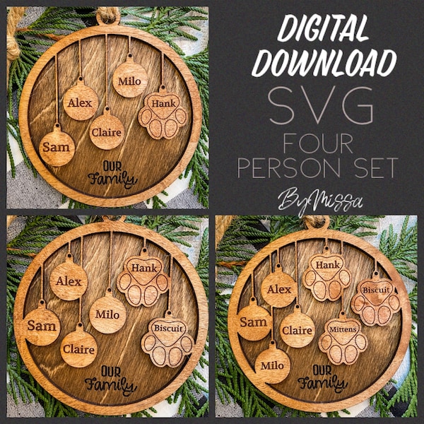 Family Laser Ornament Svg - Etsy