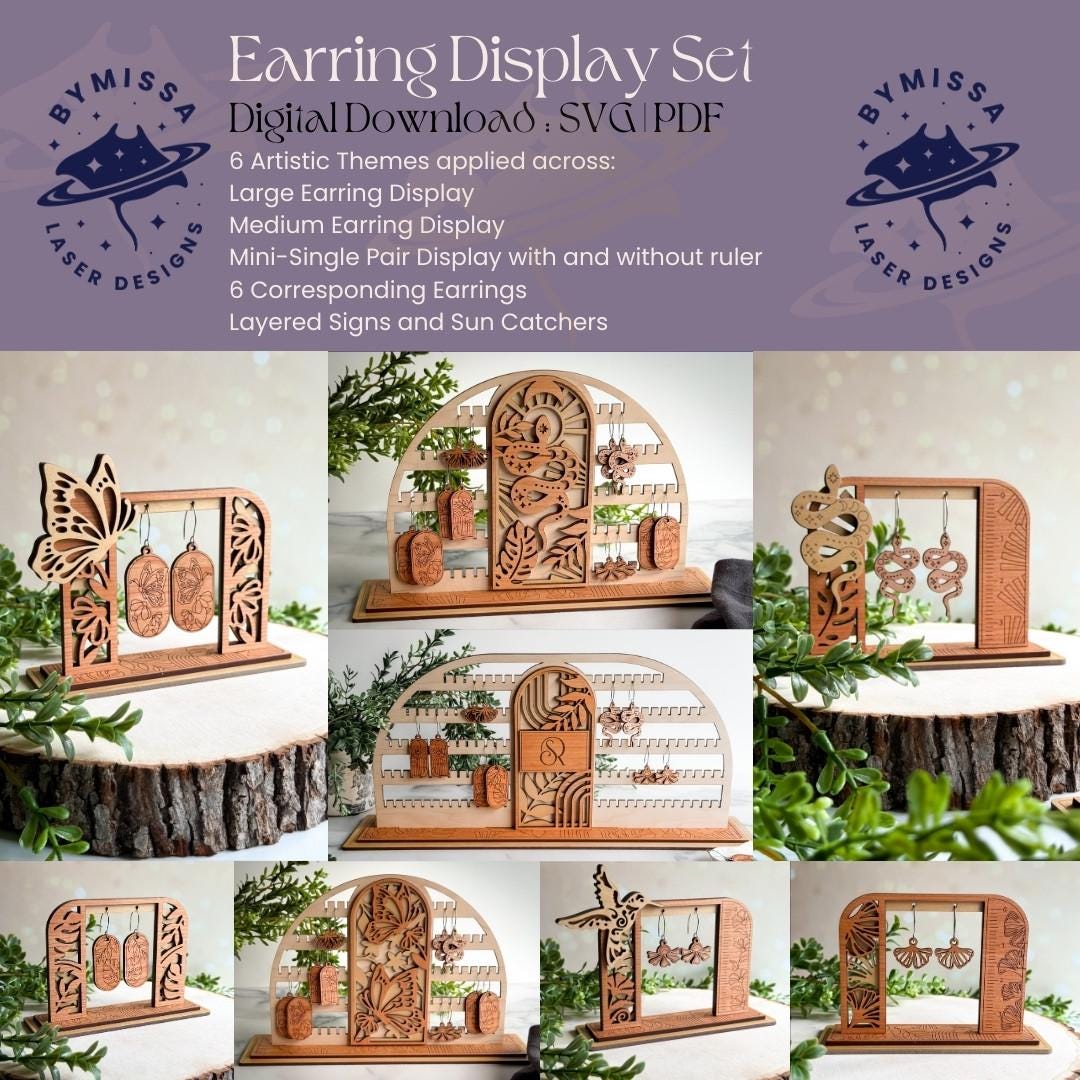 Laser Cut Earring Display Templates: SVG & PDF Bundle - Etsy