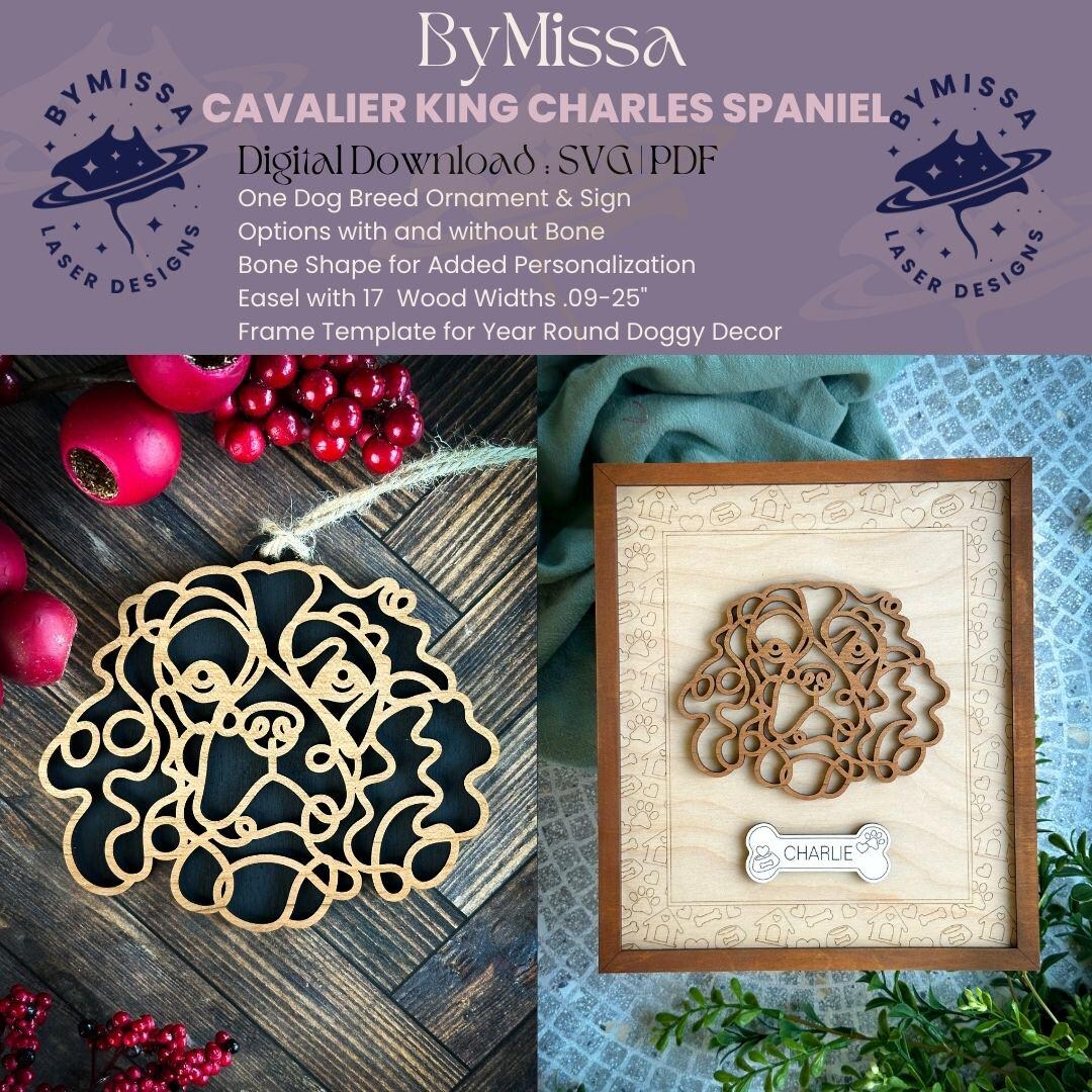 Cavalier King Charles Line Art | Dog Breed Design | Ornaments, Sun ...